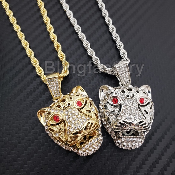 s&p | Accessories | Iced Out Tiger Head Pendant 24 Rope Chain | Poshmark
